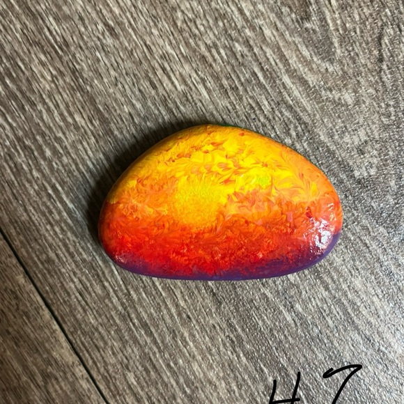 Art | Vibrant Sunset Painted Stone | Poshmark